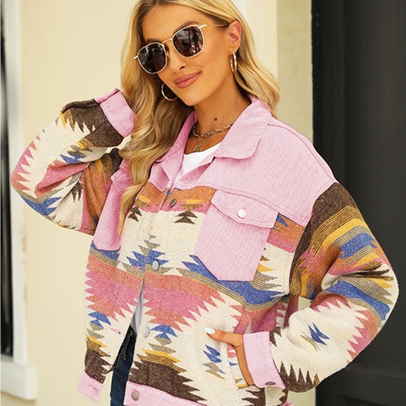 Jackets & Coats | Printed Dropped Shoulder Long Sleeve Denim Jacket ...